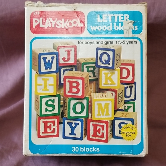 Vintage | Toys | Vintage Playskool Wooden Alphabet Blocks | Poshmark